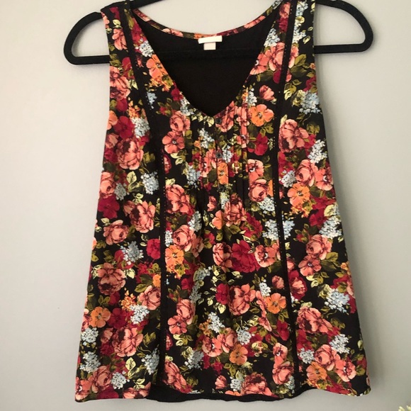 Merona | Tops | Boho L Floral V Neck Tank L Small | Poshmark